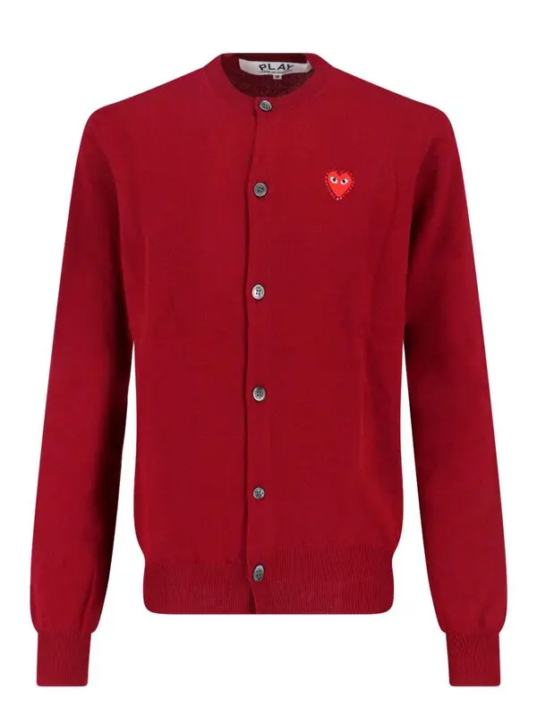 Play Comme Des Garcon Play Logo 100% Wool Sweater - Red