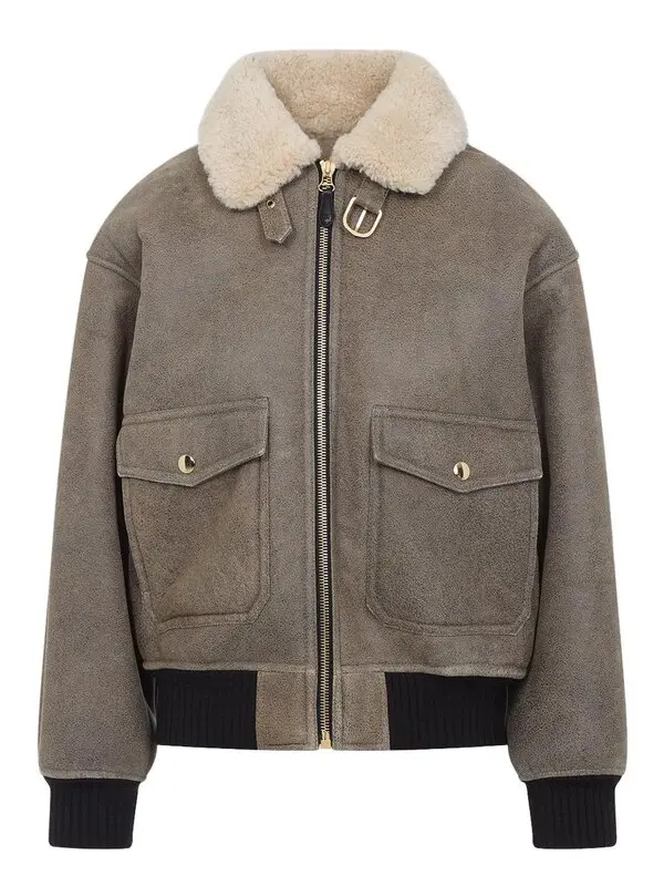 Celine Aviator Shearling Collar Jacket - Brown