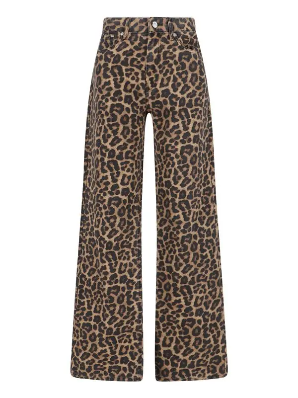 ANINE BING Animal Print 100% Cotton Jeans - Multicolour