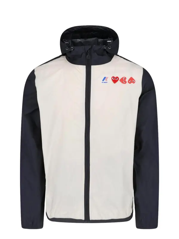 Play Comme Des Garcon Full Zip Nylon Windbreaker - Beige