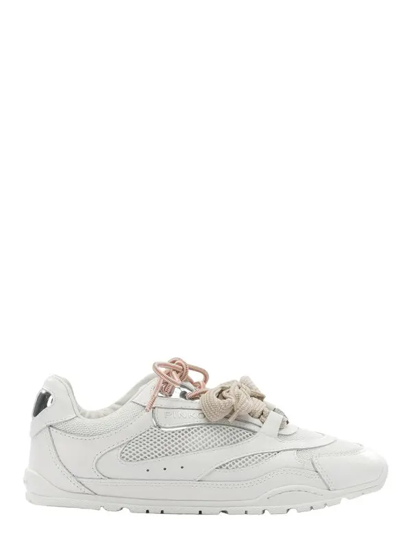 Pinko Leather And Mesh Sneakers - White