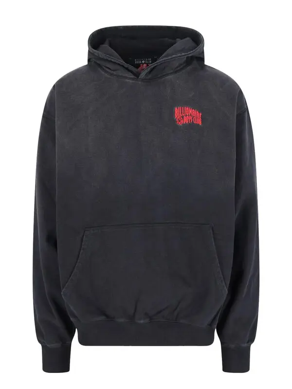 BILLIONAIRE Washed Cotton Hooded Sweatshirt - Black