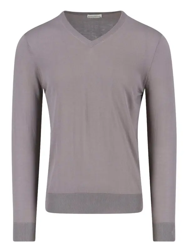 BALLANTYNE V-neck Cotton Sweater - Grey