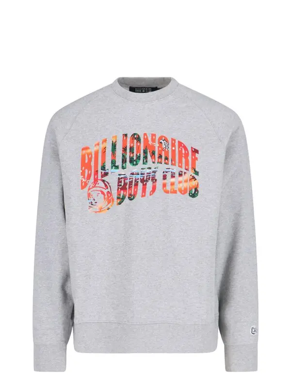 BILLIONAIRE 100% Cotton Crewneck Sweater With Graphic Print - Grey