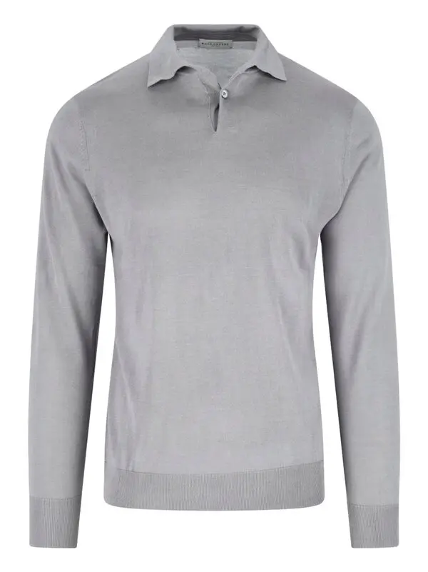 BALLANTYNE Silk-cashmere Blend Polo Sweater - Grey