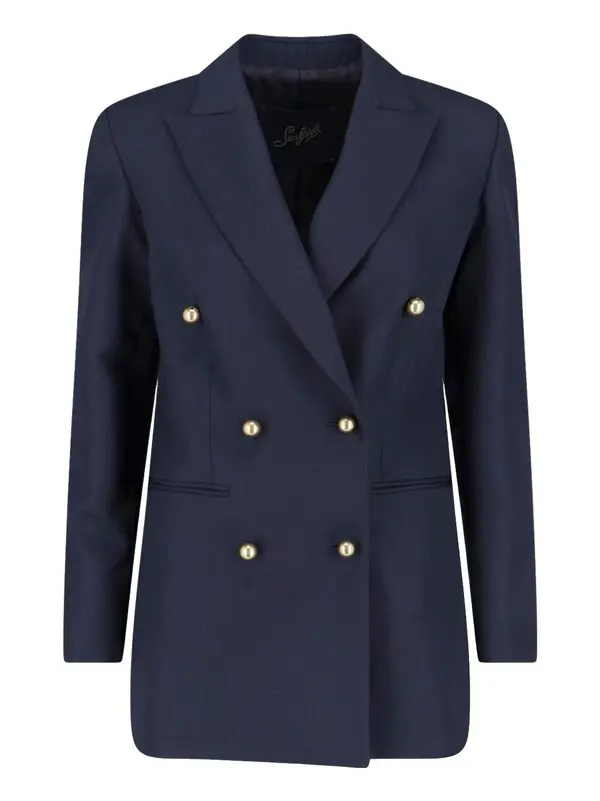 Seafarer Virgin Wool Double Breasted Blazer - Blue