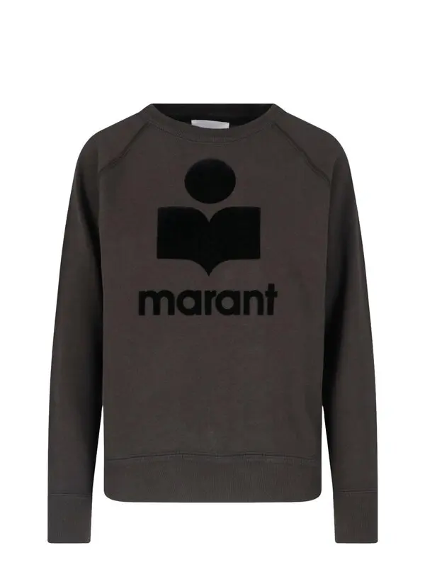 MARANT ETOILE Cotton-blend Sweatshirt With Flocked Logo - Black