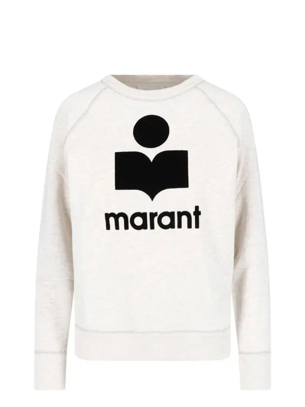 MARANT ETOILE Cotton-trim Flocked Sweatshirt - Grey