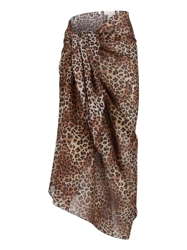 MC2 SAINT BARTH Leopard Print Cotton-silk Skirt - Multicolour