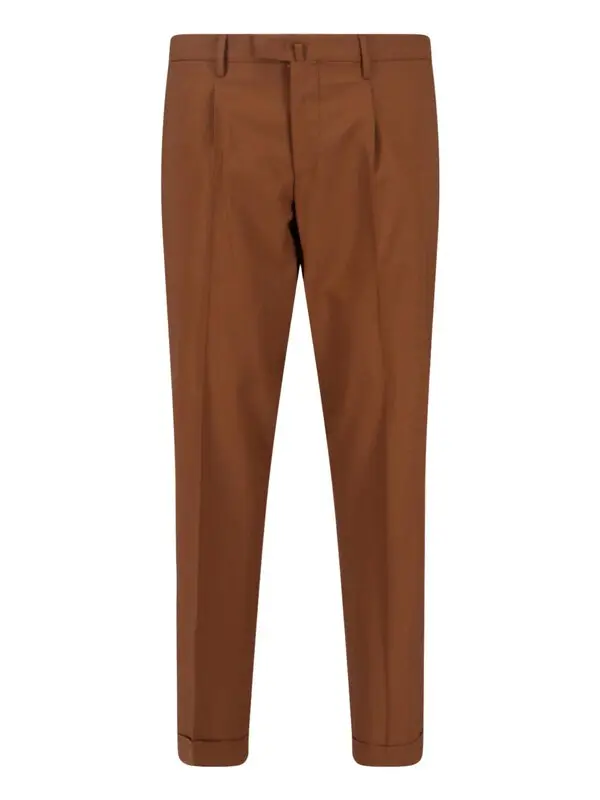 BRIGLIA 1949 Wool-blend Tailored Trousers - Brown
