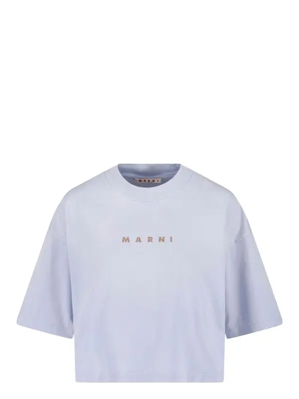 Marni 100% Cotton Crewneck T-shirt - Light Blue