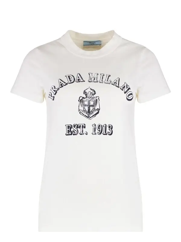 Prada 100% Cotton Logo T-shirt - White