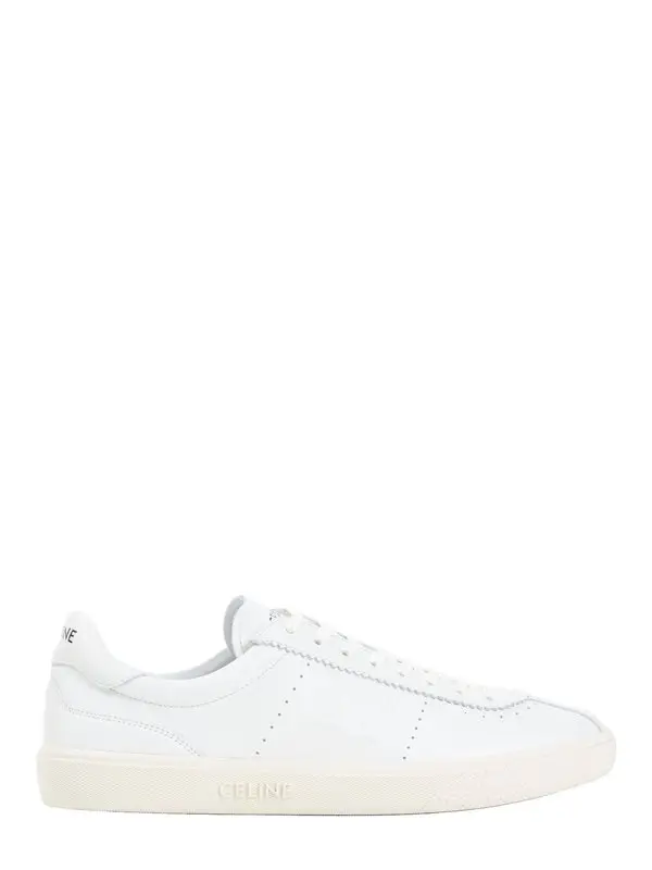 Celine Low Lace-up Calfskin Sneakers With Embossed Logo - White