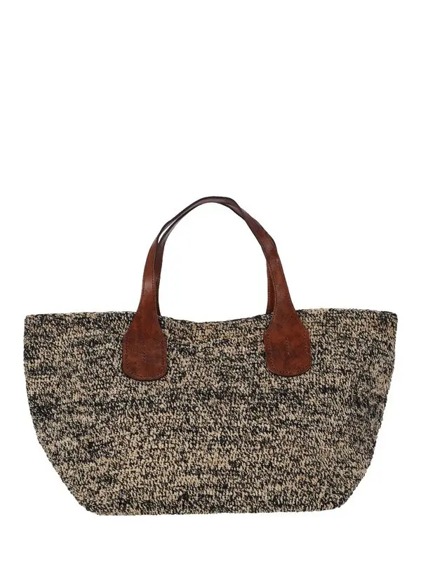 IBELIV Handwoven Tote Bag With Leather Handles - Multicolor
