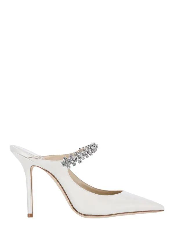 JIMMY CHOO Crystal Strap Pointed-toe Mule Pumps - White