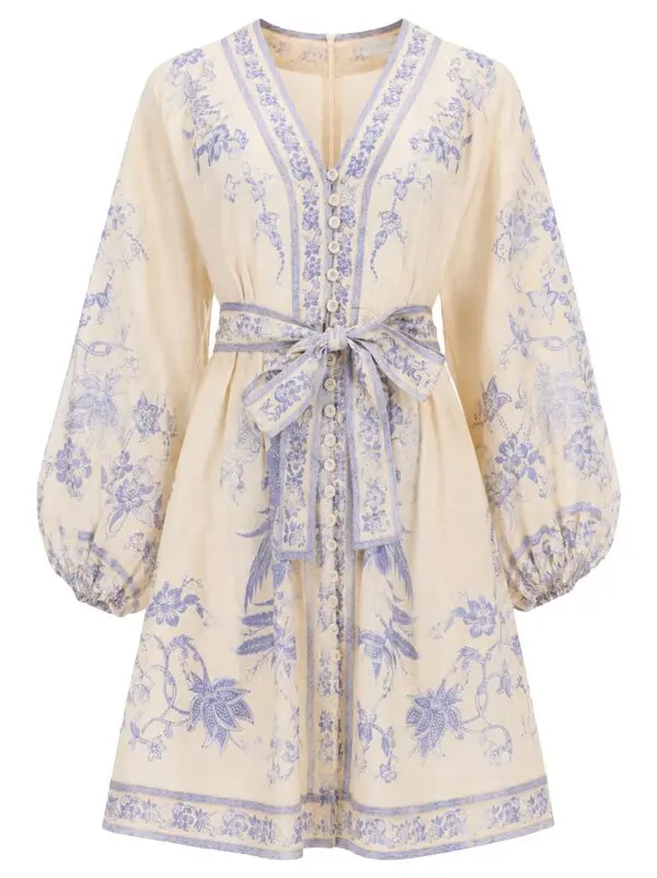 Zimmermann Floral Print Linen Dress - Multicolour