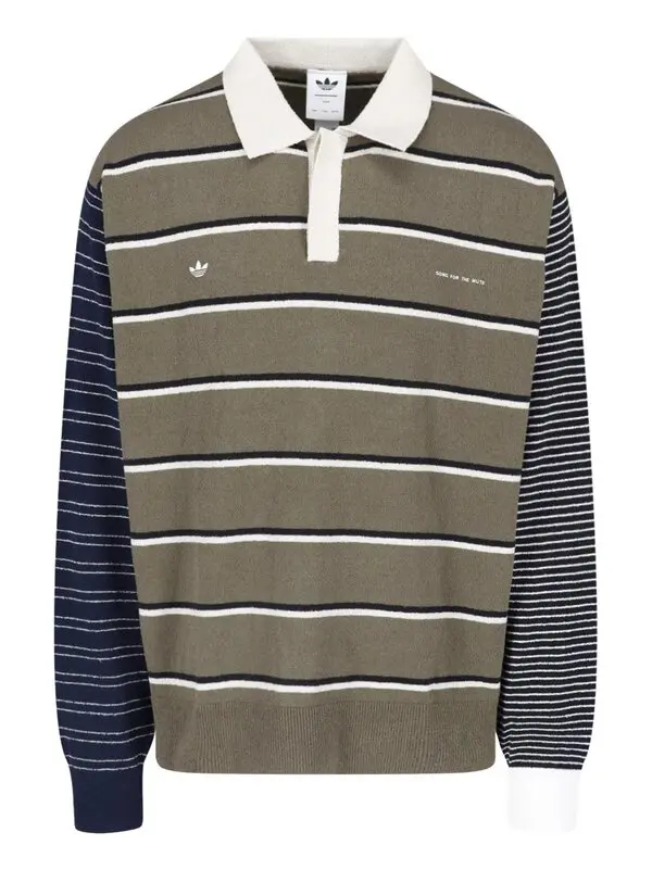 Adidas Striped Rugby Shirt - Grey