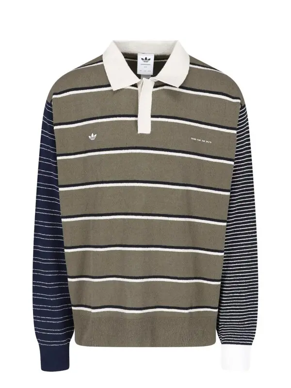 Adidas Striped Rugby Shirt - Grey