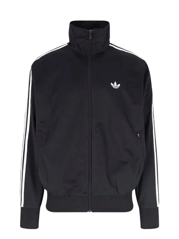Adidas Full Zip Track Jacket With Stripes And Logo - Black