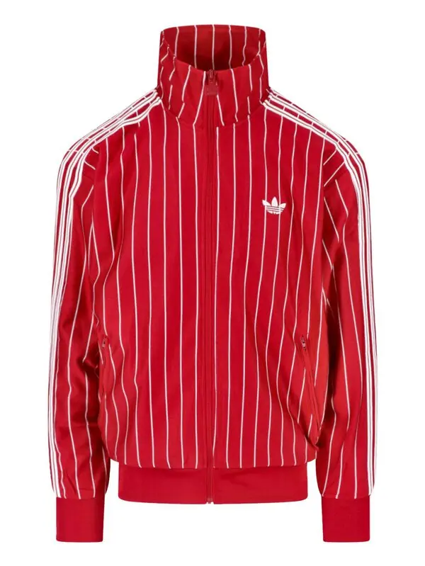 Adidas Full Zip Track Jacket With Stripes And Logo - Red