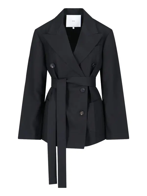 SETCHU Wool-blend Belted Blazer - Black