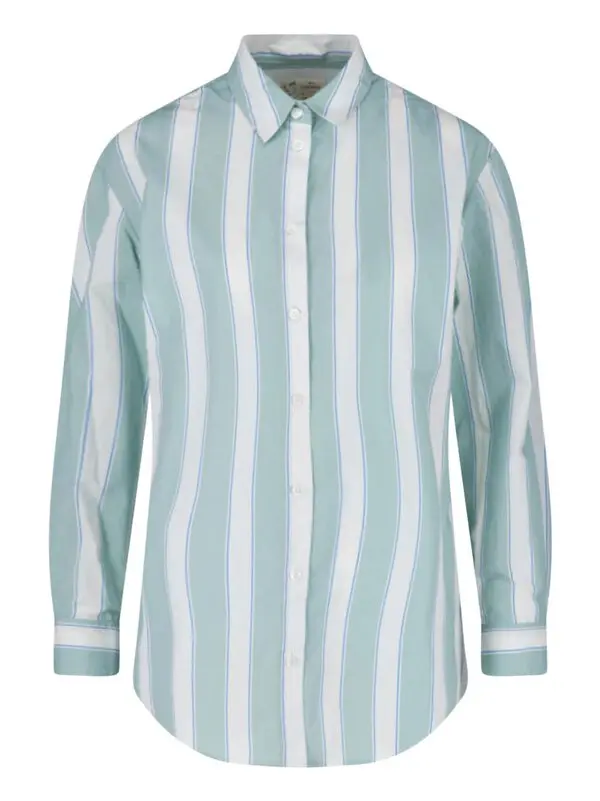 MC2 SAINT BARTH Striped Cotton Button-up Shirt - Green