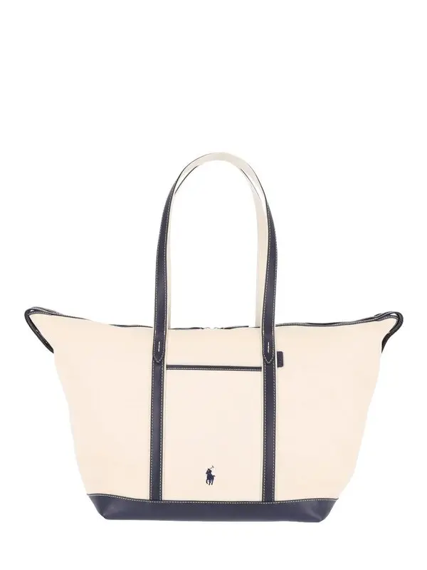 Polo Ralph Lauren Cotton-nylon And Cow Leather Tote - White