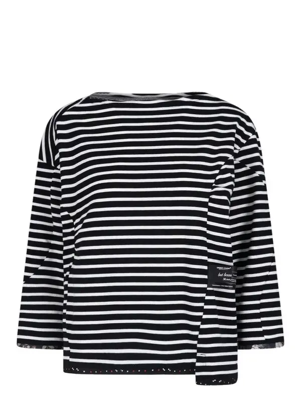 Undercover Striped Jersey T-shirt With Border Trim - Black