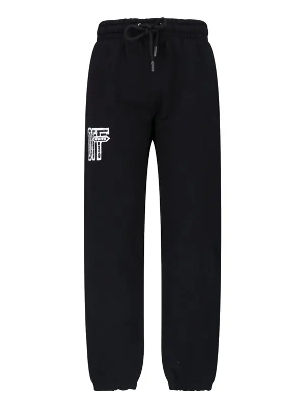 Off-White 100% Cotton Logo Trousers - Black