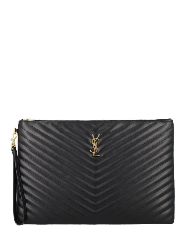 Saint Laurent Quilted Document Clutch - Nero