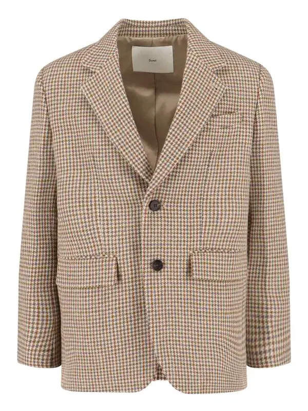 DUNST Natural Wool & Nylon Check Jacket - Beige