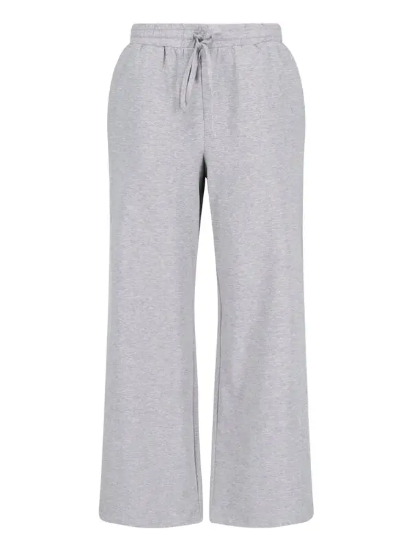 DUNST Cotton-polyester Wide-leg Trousers With Drawstring Waist - Grey