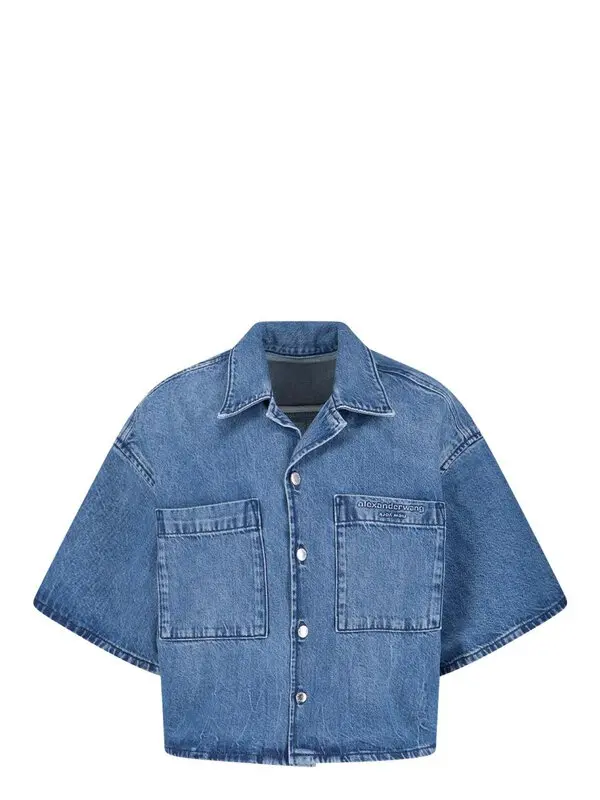 Alexander Wang Cotton Shirt With Spread Collar - Blue