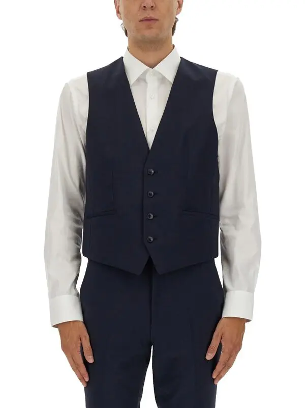 Hugo Slim Fit Wool Blend Vest - Blue