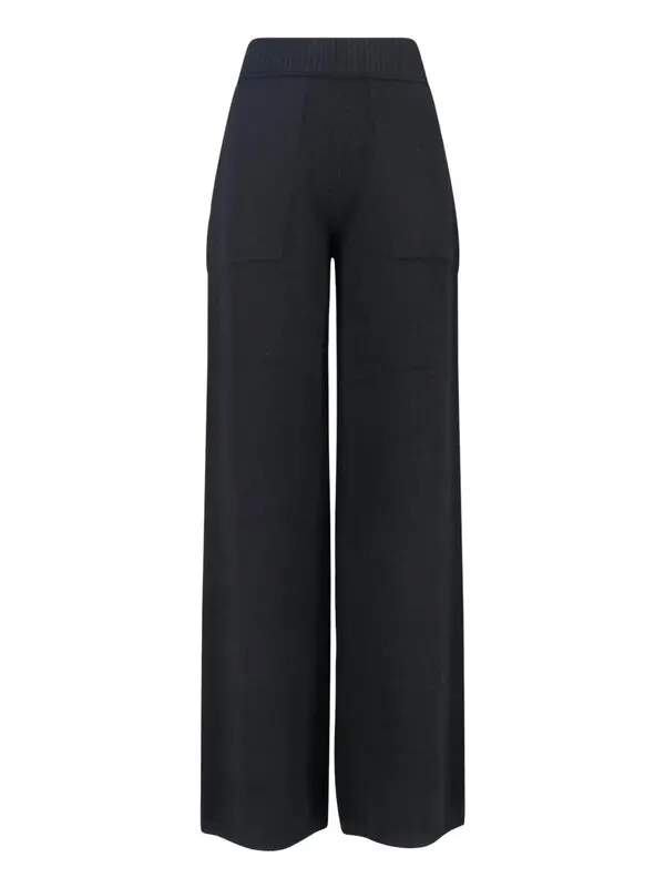 UMA WANG 100% Cashmere Wide Leg Trousers - Black