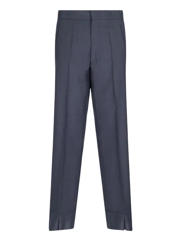Prada Tailored Mohair-silk Blend Trousers With Polyurethane Finish - Blue