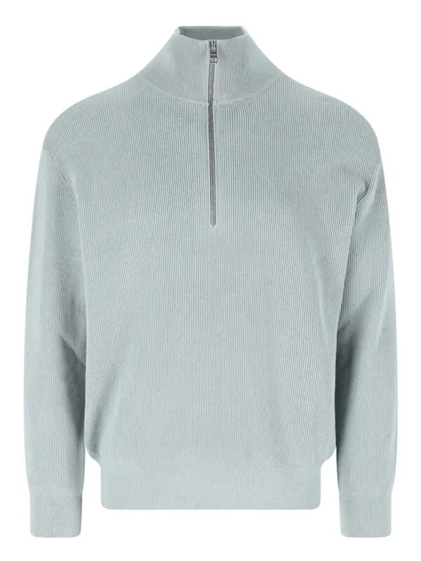 Closed Cotton-cashmere Wool Zip-up Sweater - Light Blue