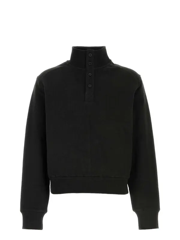 ENTIRE STUDIOS Half Zip Stand Collar Sweatshirt - Black