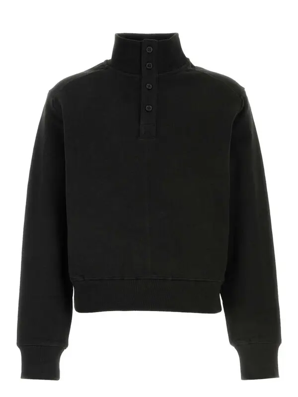 ENTIRE STUDIOS Half Zip Stand Collar Sweatshirt - Black