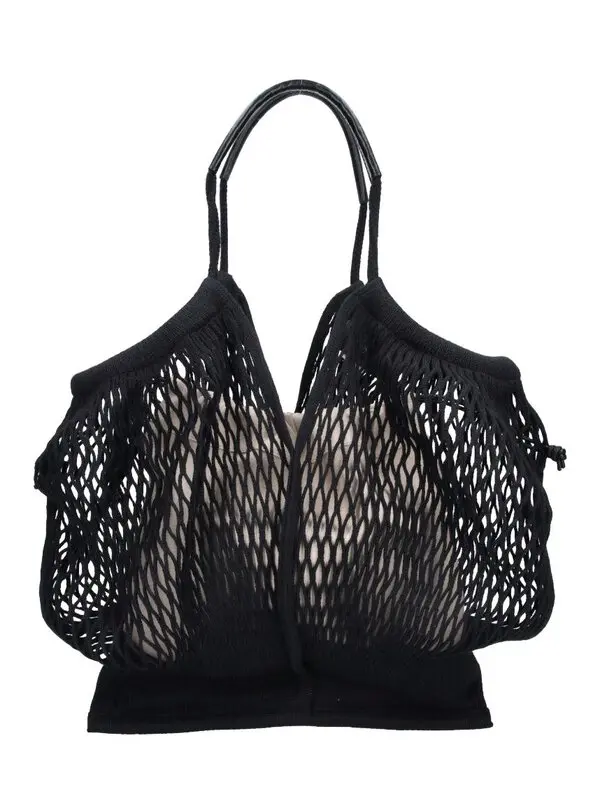 Hereu Neri E Grigi Cotton Mini Shoulder Bag With Lamb Leather Lining - Black