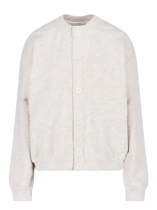 LOW CLASSIC Cotton Ribbed Crew Neck Cardigan - Grey