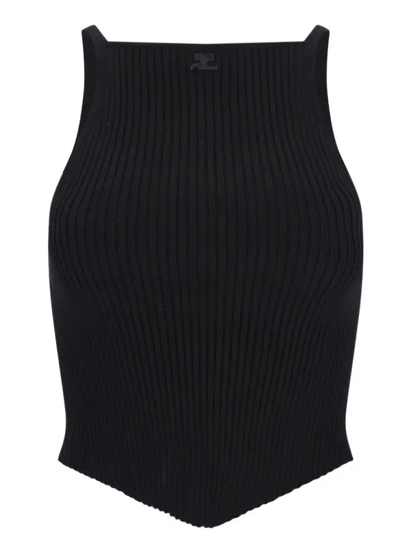 COURREGES Ribbed Viscose-blend Top - Black