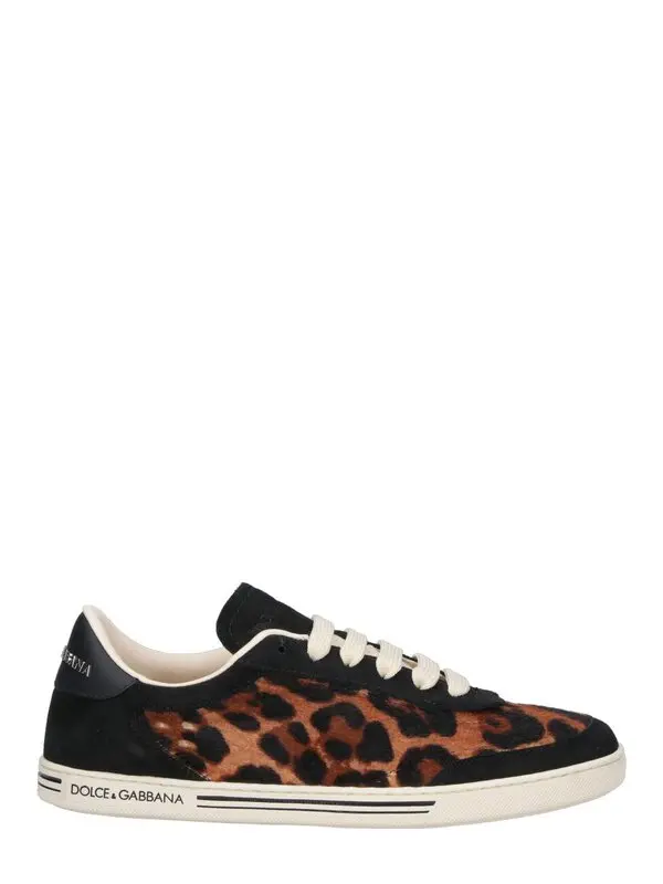 Dolce & Gabbana Leather Sneakers With Luxurious Hair-on Detail - Brown