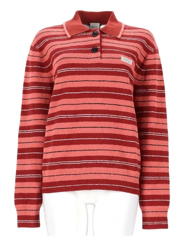 Paul Smith Cotton-nylon Knit Striped Polo Sweater - Pink