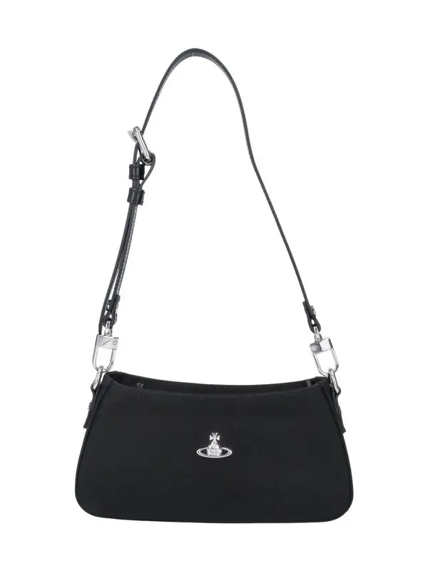 VIVIENNE WESTWOOD Polyester Shoulder Bag With Silver Tone Logo - Black