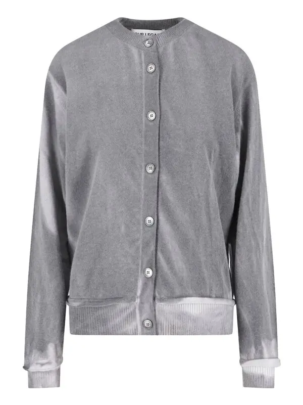 Our Legacy Spray-dye Merino Wool Sweatshirt With Mother-of-pearl Buttons - Grey