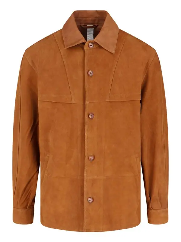 SUNFLOWER Suede Button-front Shirt Jacket - Brown