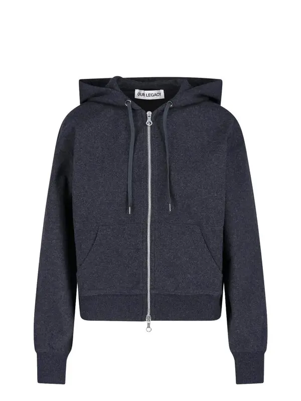 Our Legacy Cropped Zip-up Hoodie - Black