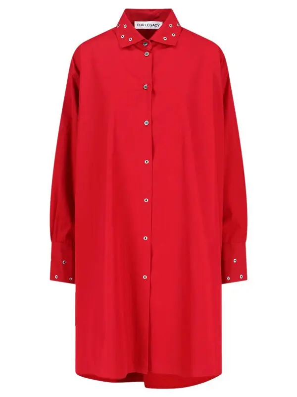 Our Legacy Smoke Mother Of Pearl Button Poplin Dress - Red