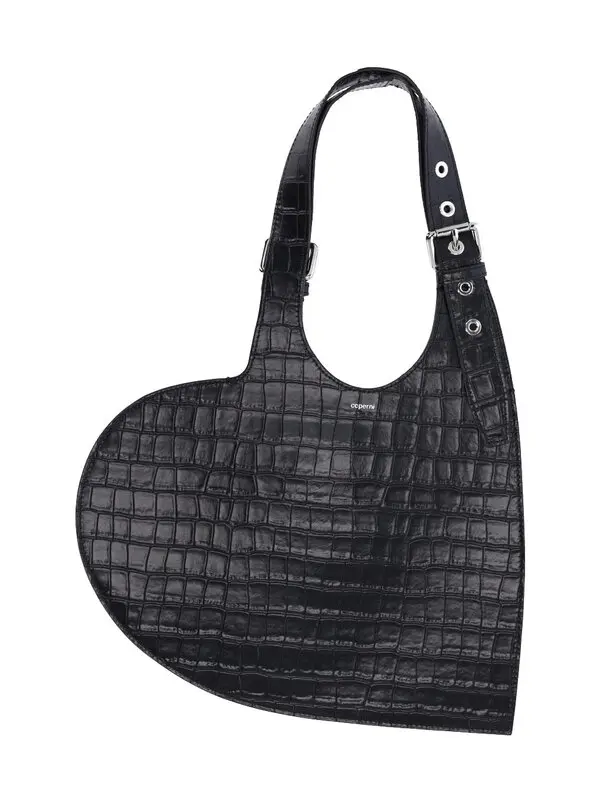 Coperni Heart-shaped Embossed Leather Shoulder Bag - Black